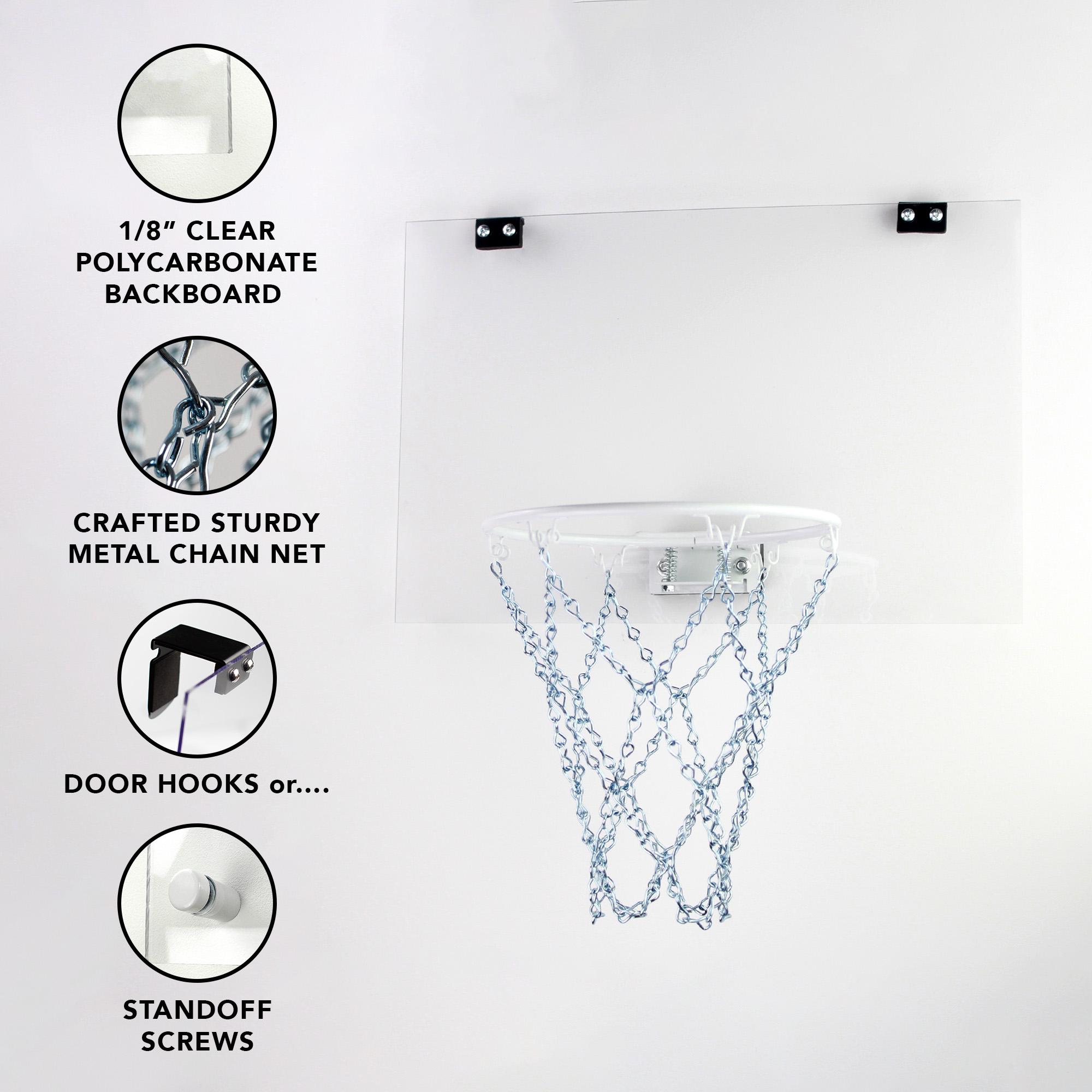 CLEAR Mini Basketball Hoop W/white Rim & Silver Chain Net | Customizing ...