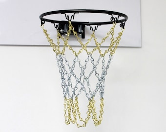 6 Hook Black & Gold Chain Net for Mini Basketball Hoop Chain Net ONLY ...