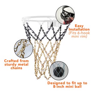 6 Hook Black to Gold Chain Net for Mini Hoop | Chain Net ONLY; NO HOOP ...