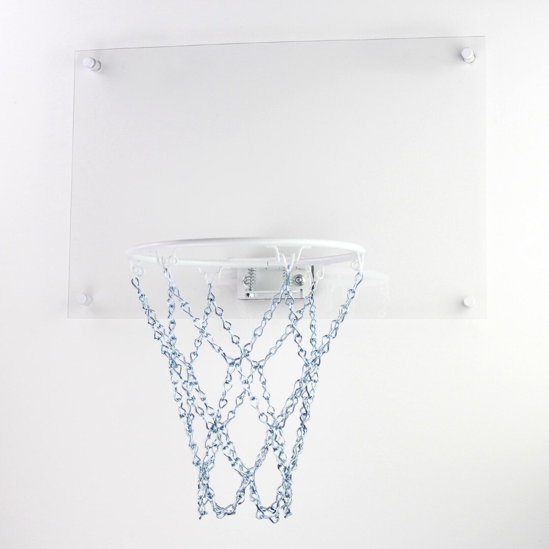 CLEAR Mini Basketball Hoop W/white Rim & Silver Chain Net | Customizing ...