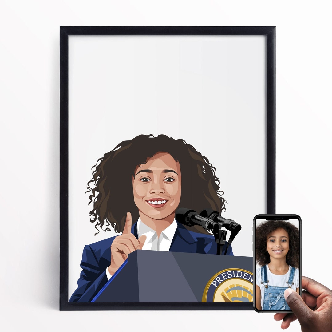 Custom President Portrait, Kids Gift, Class President, Kid President ...