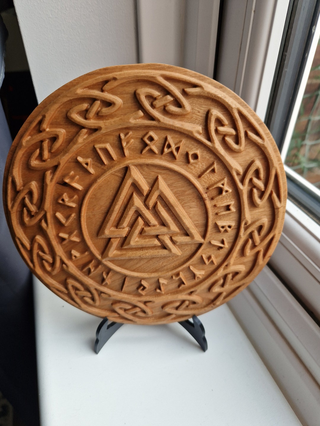 Valknot With Runes, Valknut Wall Art, Valknut Art, Odin Carving, Viking ...
