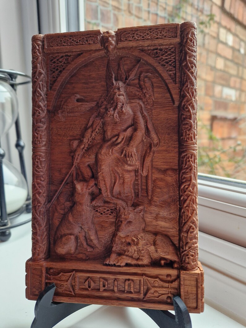 Odin With Wolves Odin Wood Carving Odin Carving Viking Wood - Etsy