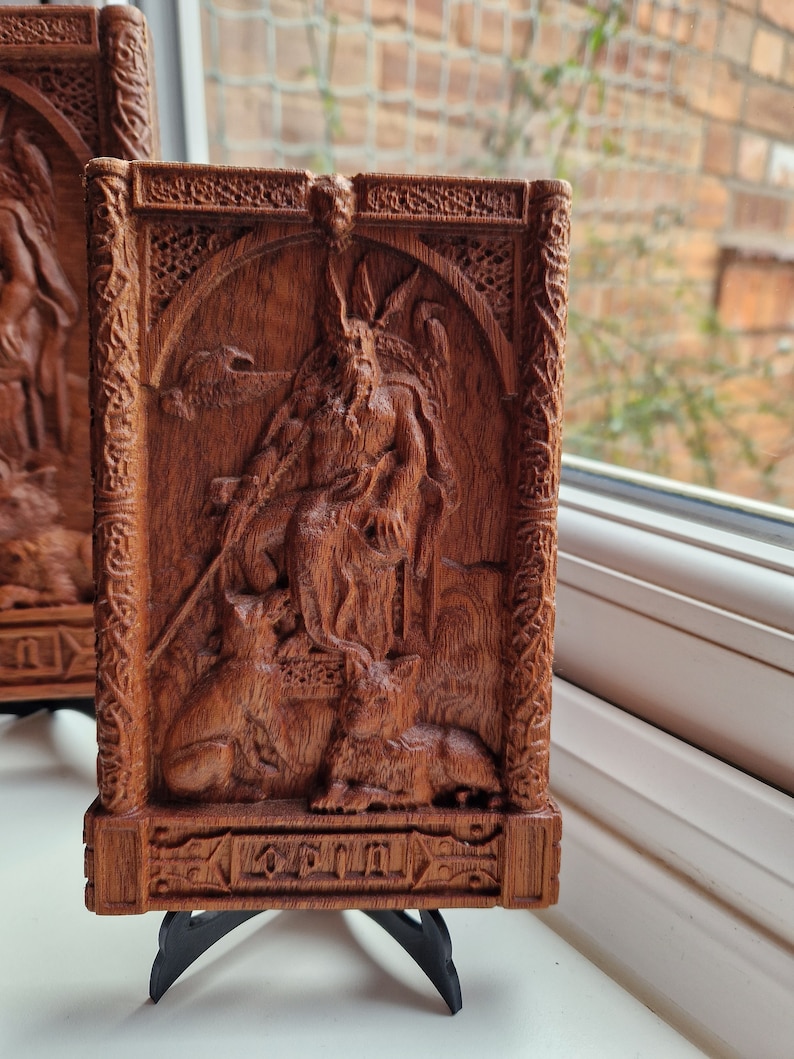 Odin With Wolves Odin Wood Carving Odin Carving Viking Wood - Etsy