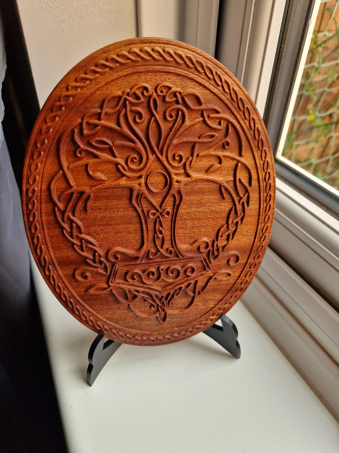 Tree of Life, Wood Carving, Mjolnir, Norse Mythology, Viking Wood ...