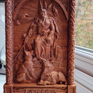 Odin With Wolves, Odin Wood Carving, Odin Carving, Viking Wood Carving ...