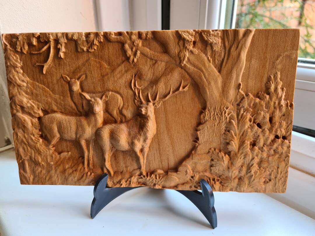 Deer, Deer Family, Wood Carved Deer, Wooden Deer, Stag, Doe, Fallow ...