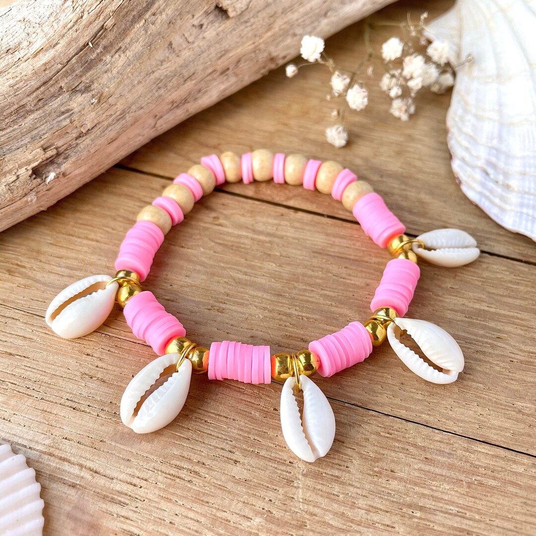 PINK COWRIE Shell Bracelet Beach Jewelry - Etsy UK