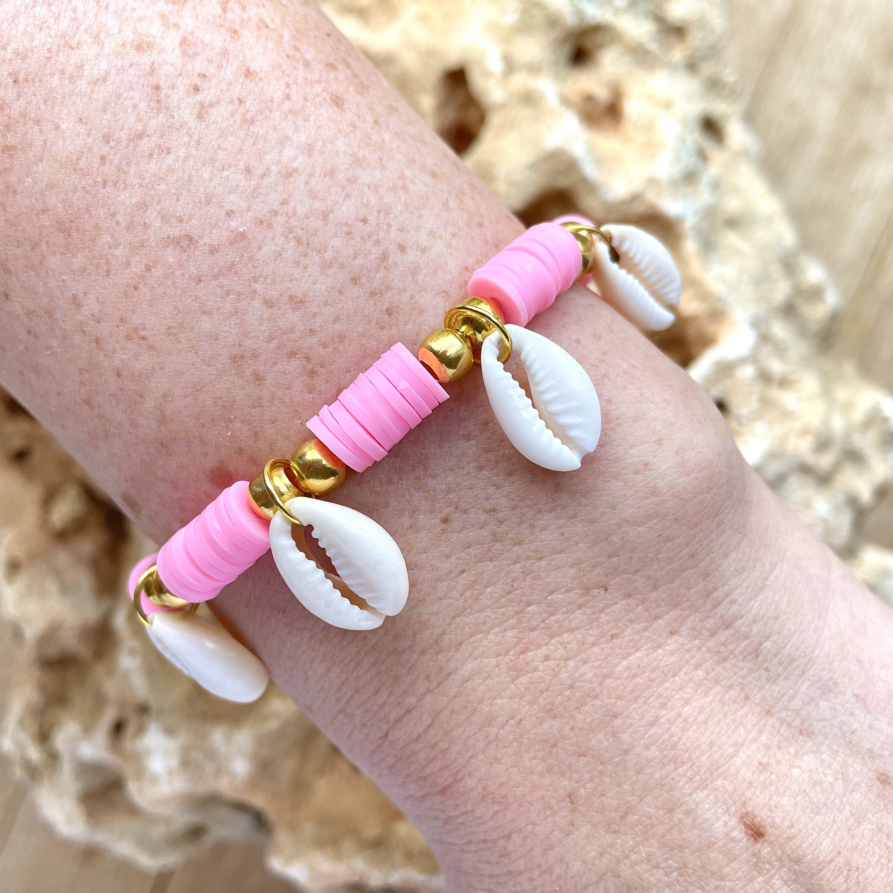 PINK COWRIE Shell Bracelet Beach Jewelry - Etsy UK