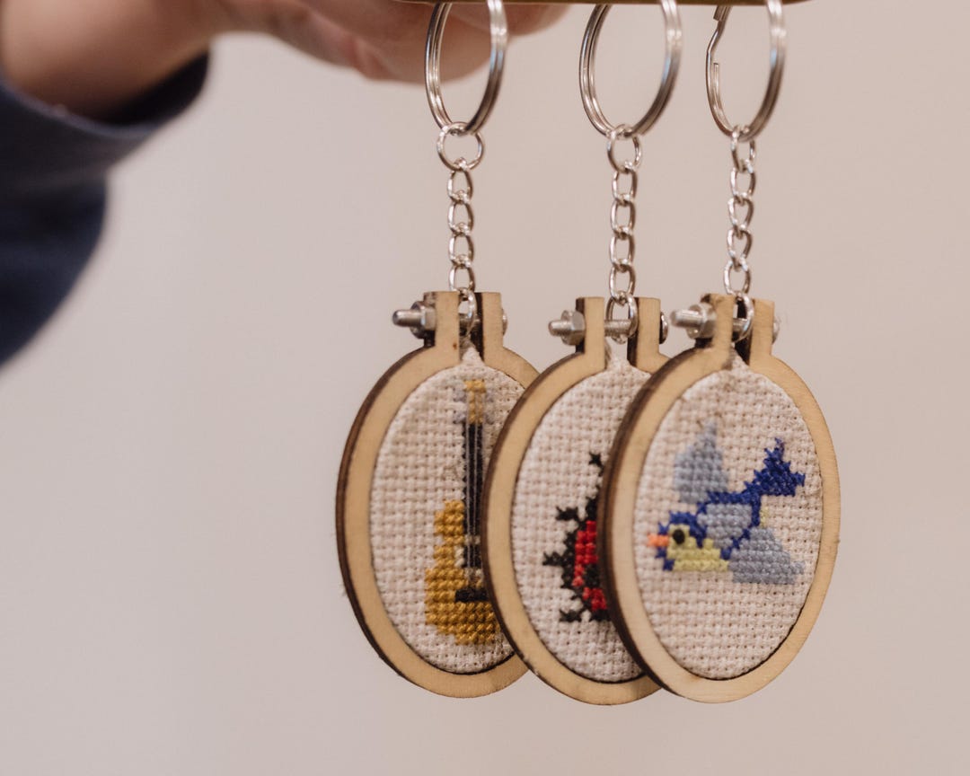 Customizable Cross Stitch Keychain - Etsy