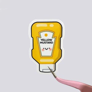 Mustard Bottle Sticker – Cute Kawaii Condiment Vinyl Sticker, Yellow ...