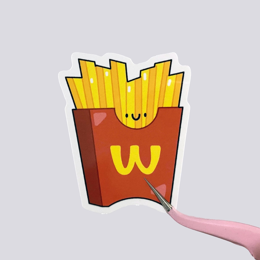 French Fries Sticker – Cute Kawaii Food Vinyl Sticker, Fast Food Snack ...