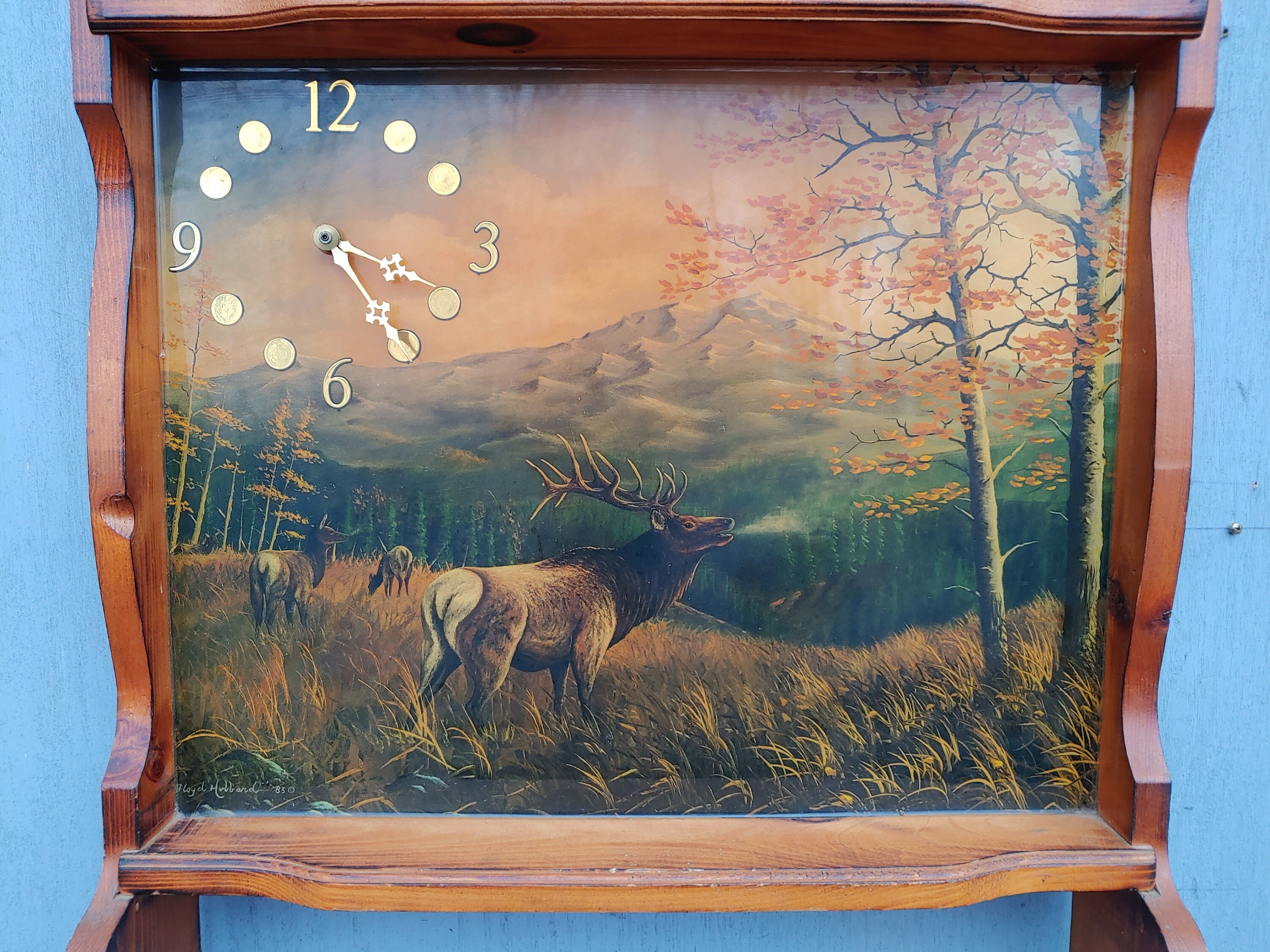 Vintage Gun Rifle Shotgun Rack Wildlife Scene Battery Operated Clock ...