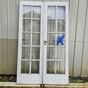 Vintage Ten Pane French Doors: Stained & Painted (24.25" X 80") ~ 1634 ...