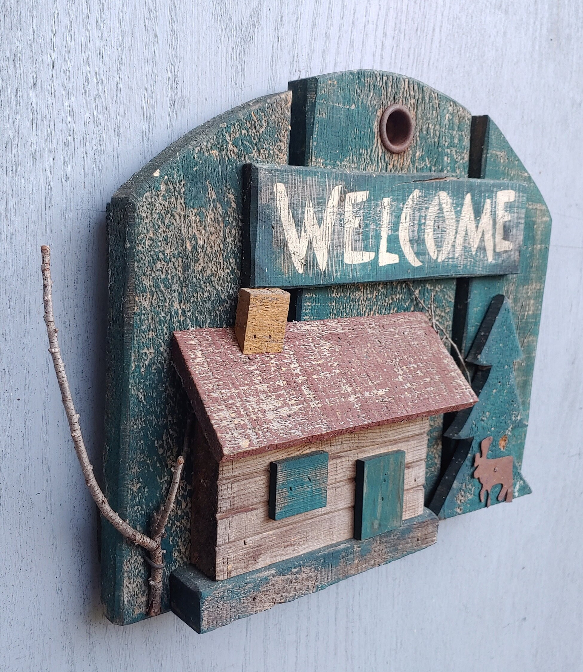 Old welcome Cabin Sign Distressed Rustic Pine - Etsy