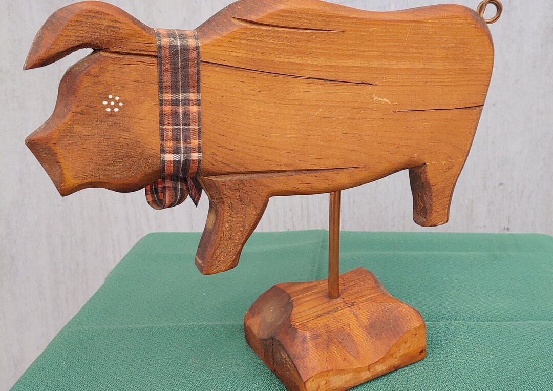 Vintage Wood Pig Stand: Farm Animal Decor ~ 1136 - Etsy