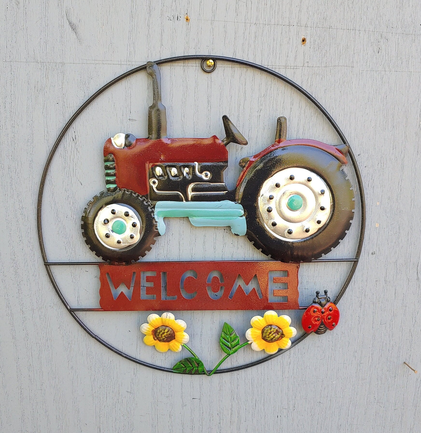 Metal Wire Rustic Tractor Welcome Sign Sunflowers Door Decor - Etsy