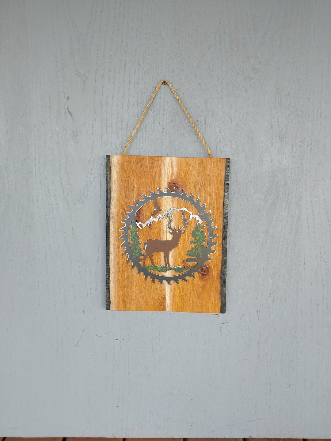 Animals Scene Wall Decor Deer Woodland Wildlife Mountains Eagle Rabbit ...