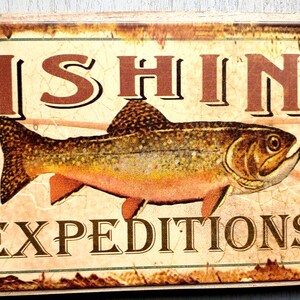 Rustic Metal Fishing Sign Lake Ocean River Brook Trout Outdoor Wall ...