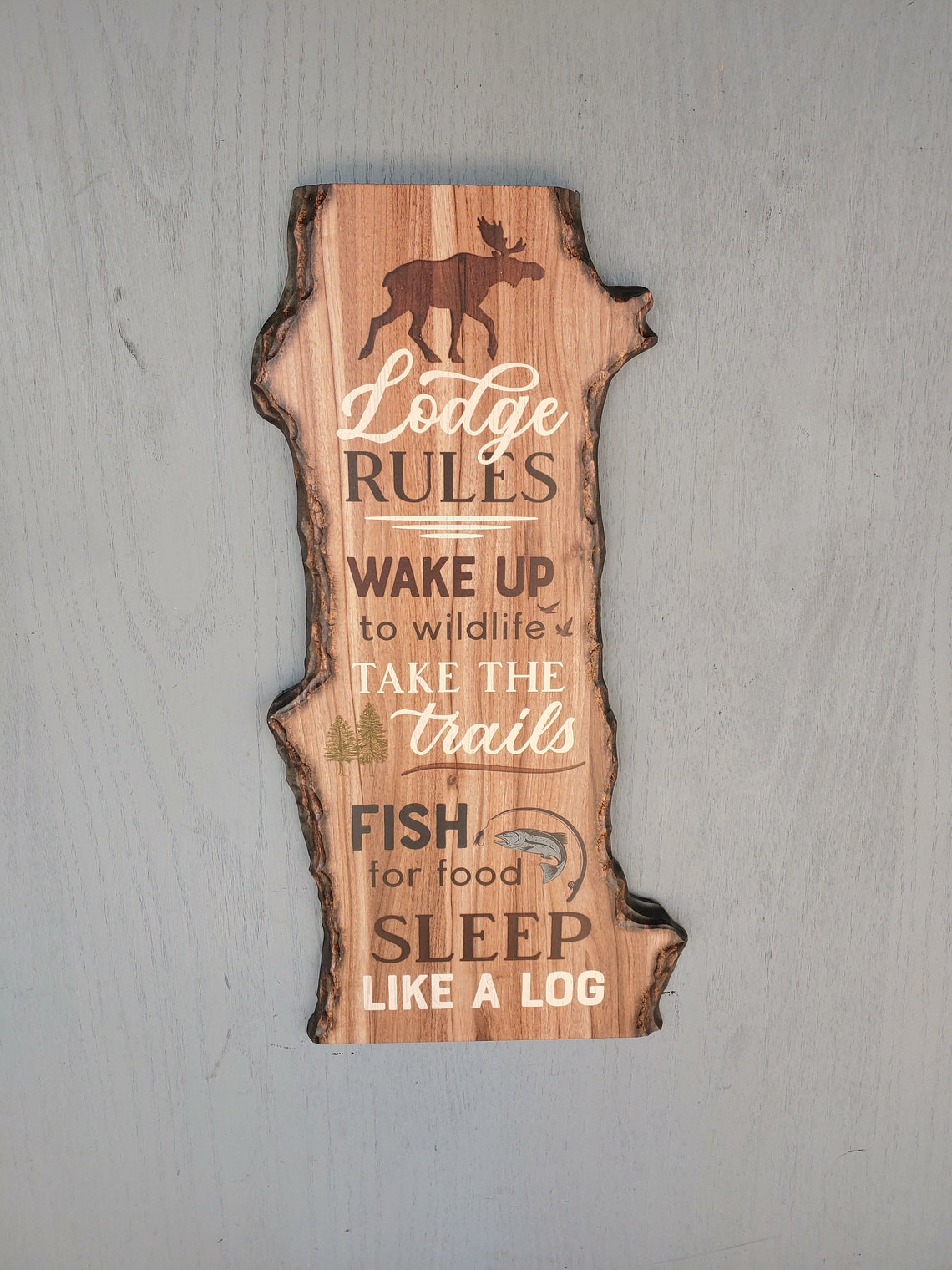 Rustic Lodge Rules Sign Fish Sleep Hunt Moose Fish Walking | Etsy