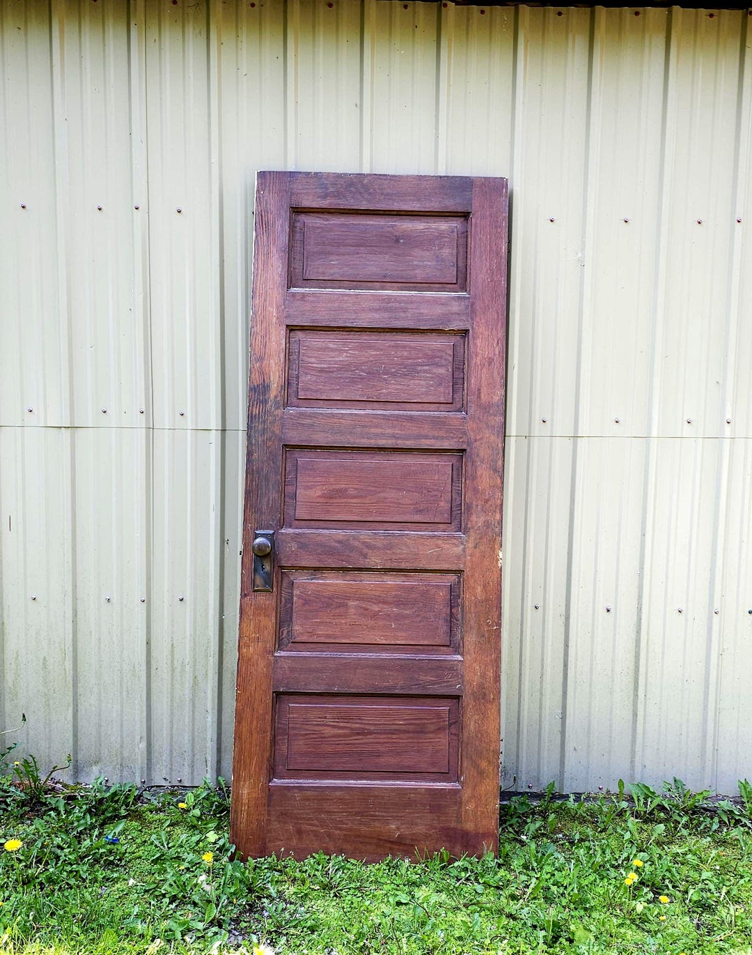 Vintage Stained 5-panel Wood Door: Architectural Salvage (30x79.5x1.25 ...