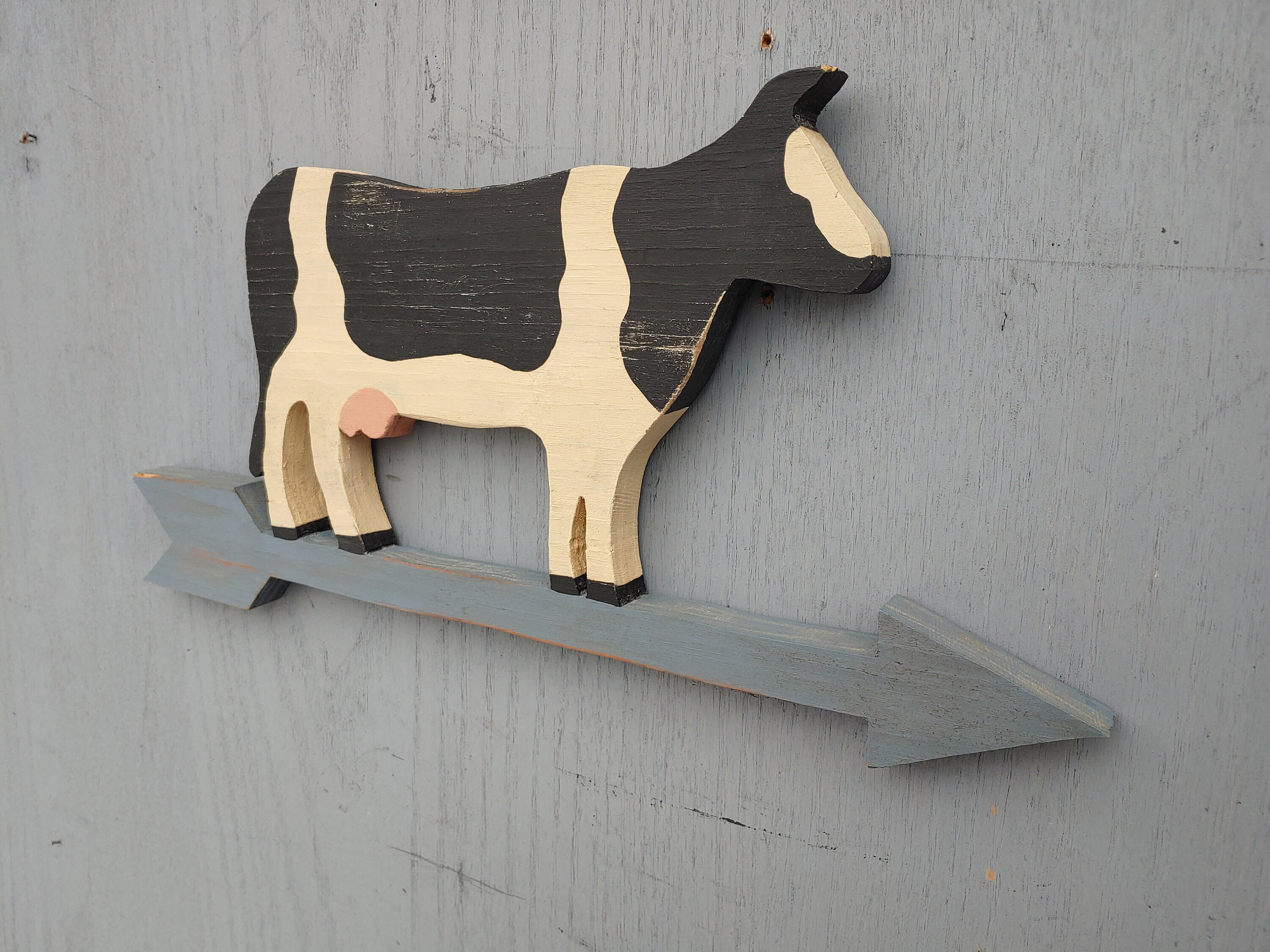 Rustic Old Time Cow Farm Directional Arrow, Milking Farmhouse Milkhouse ...