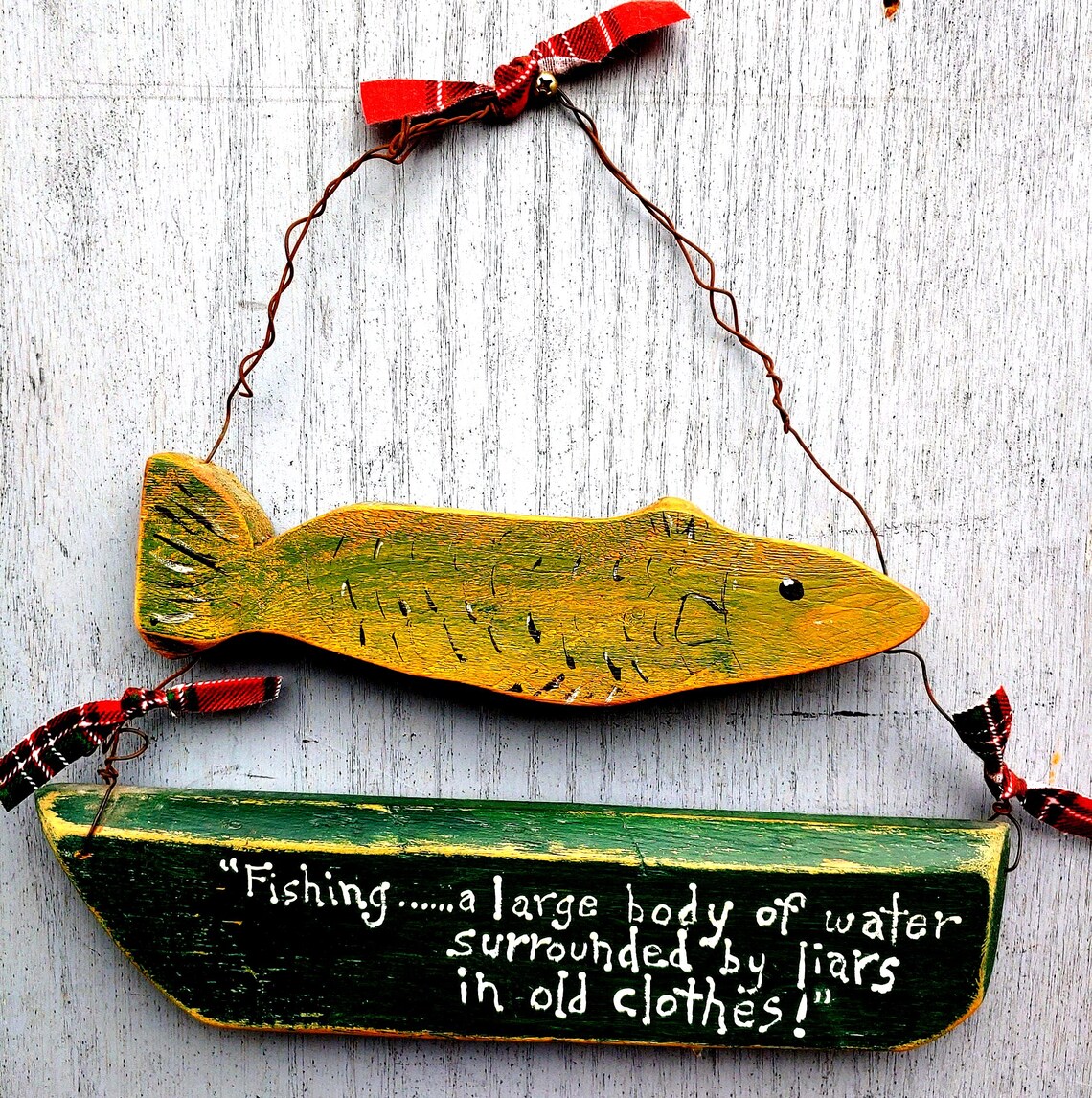 Humorous Vintage Fishing Sign Saying Fisherman Boat Wildlife Lake River ...