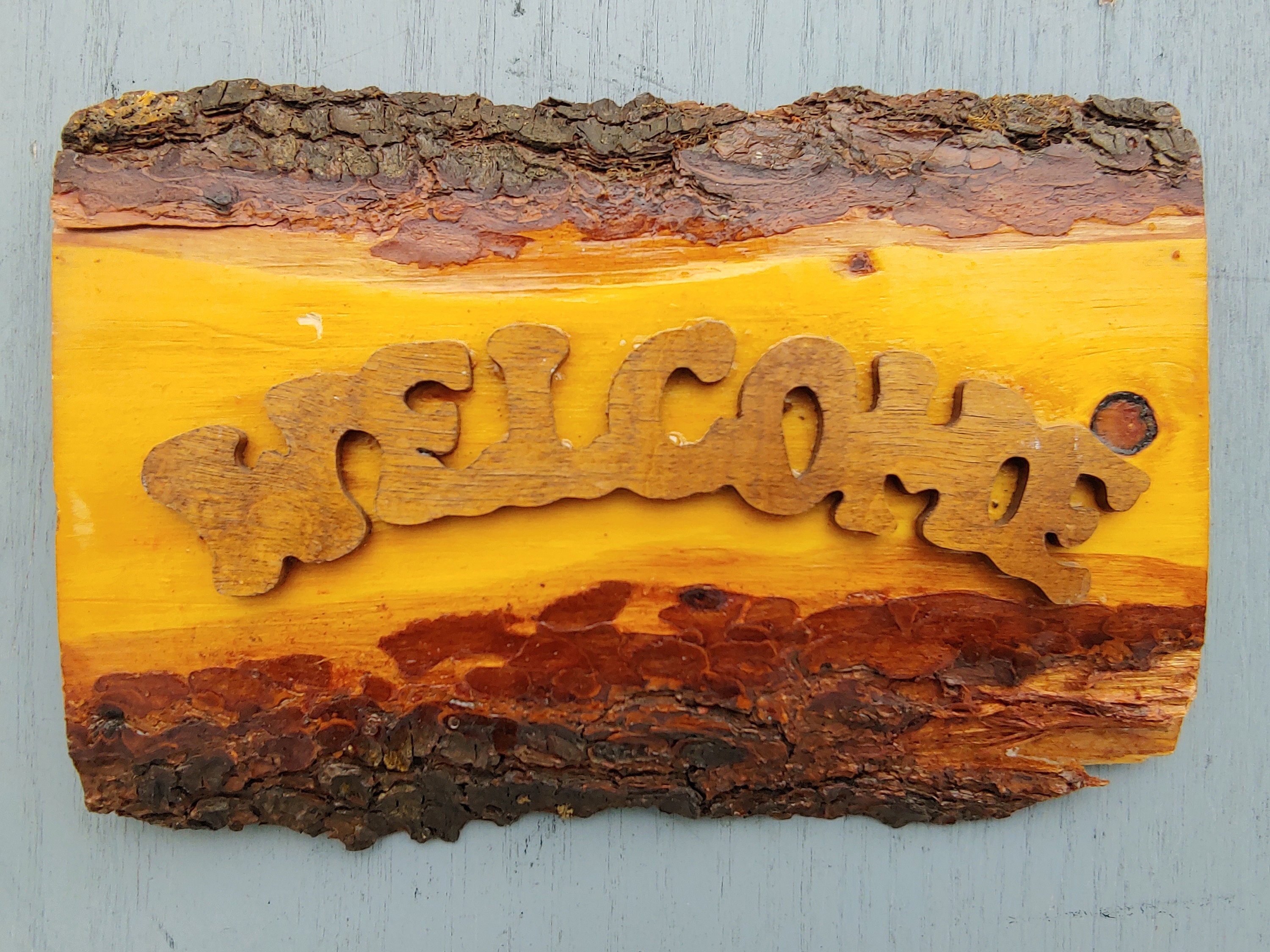 Rustic Live Edge Welcome Sign Primitive Wood Wall Art Country Cabin ...