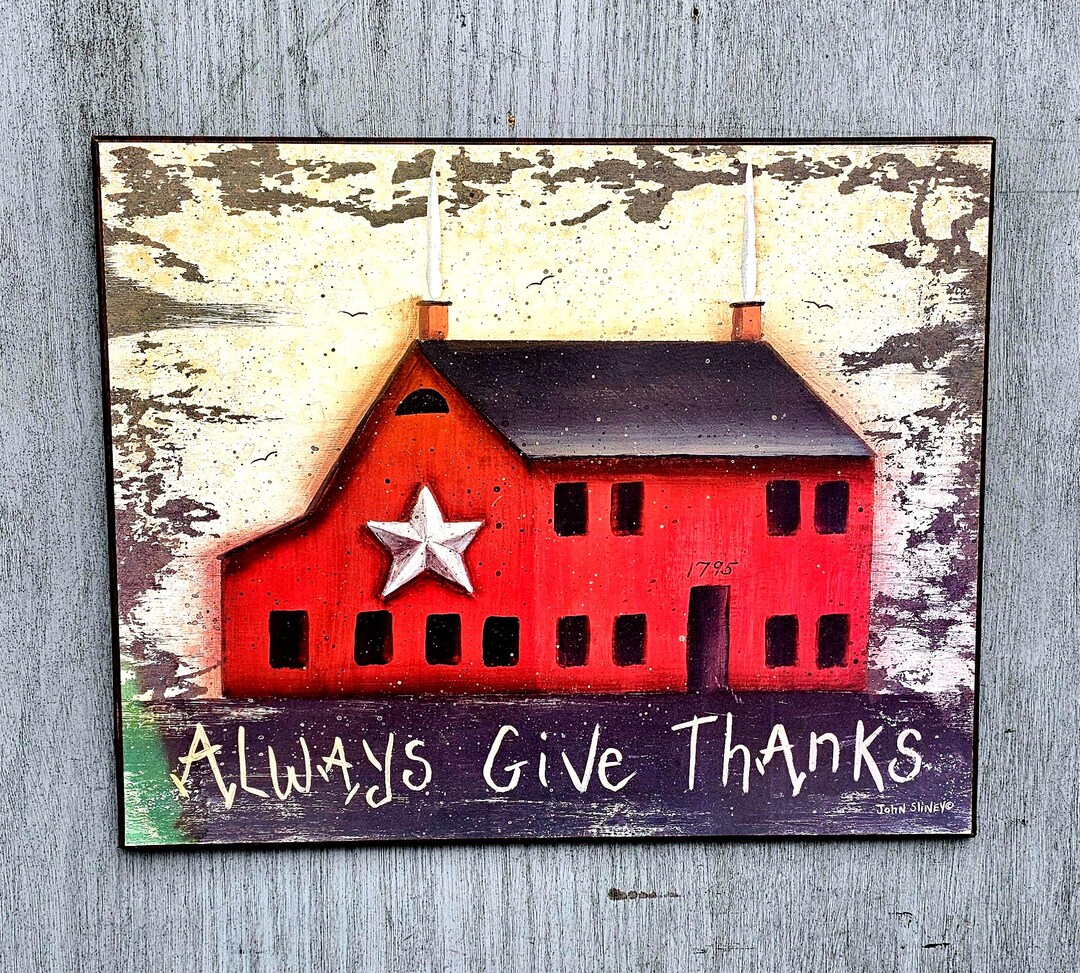 Vintage John Sliney Painting Print: Barn Schoolhouse "always Give ...