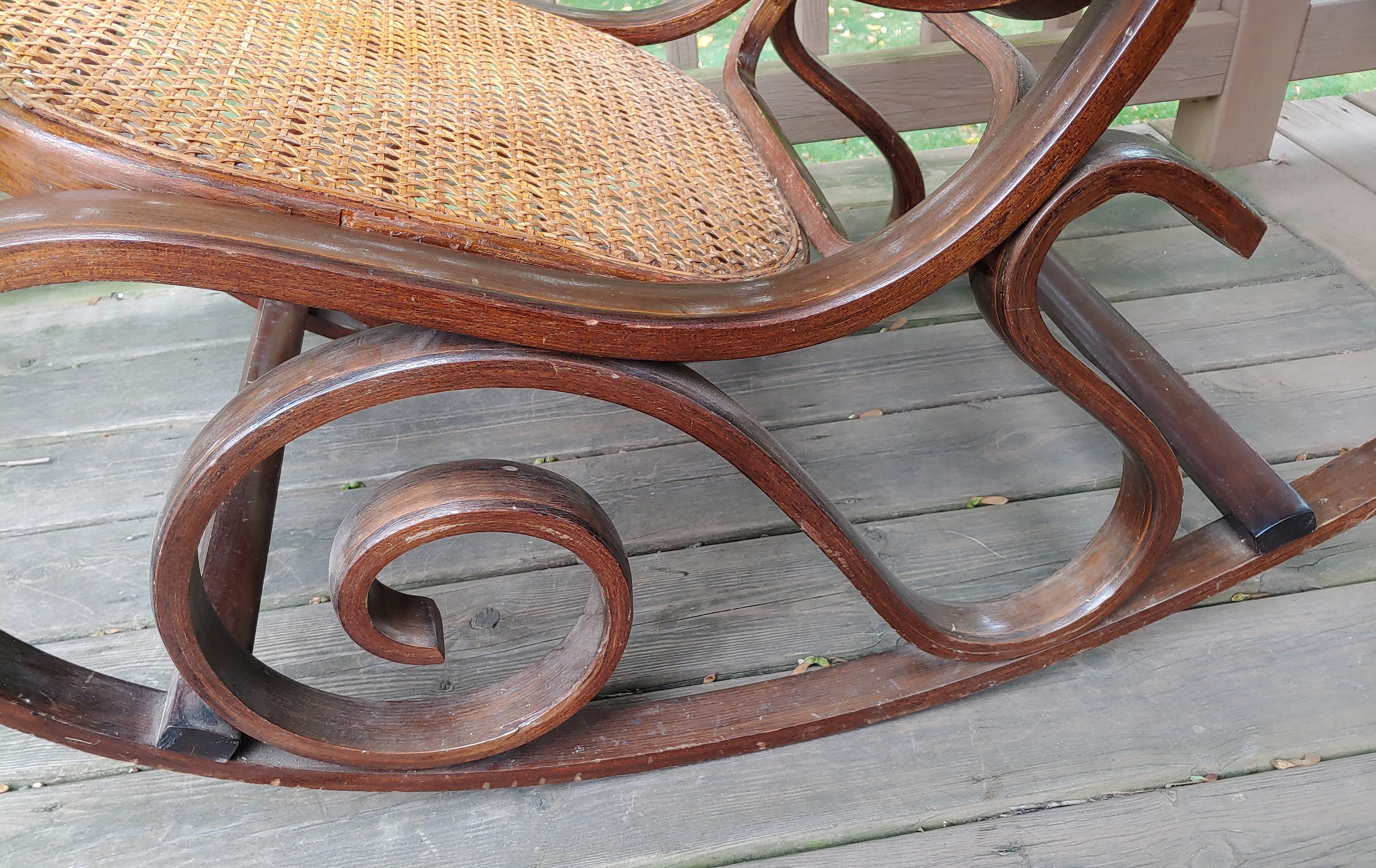 Vintage Bentwood Cane Rocking Chair Matching Cane Table SHIPPING IS NOT ...