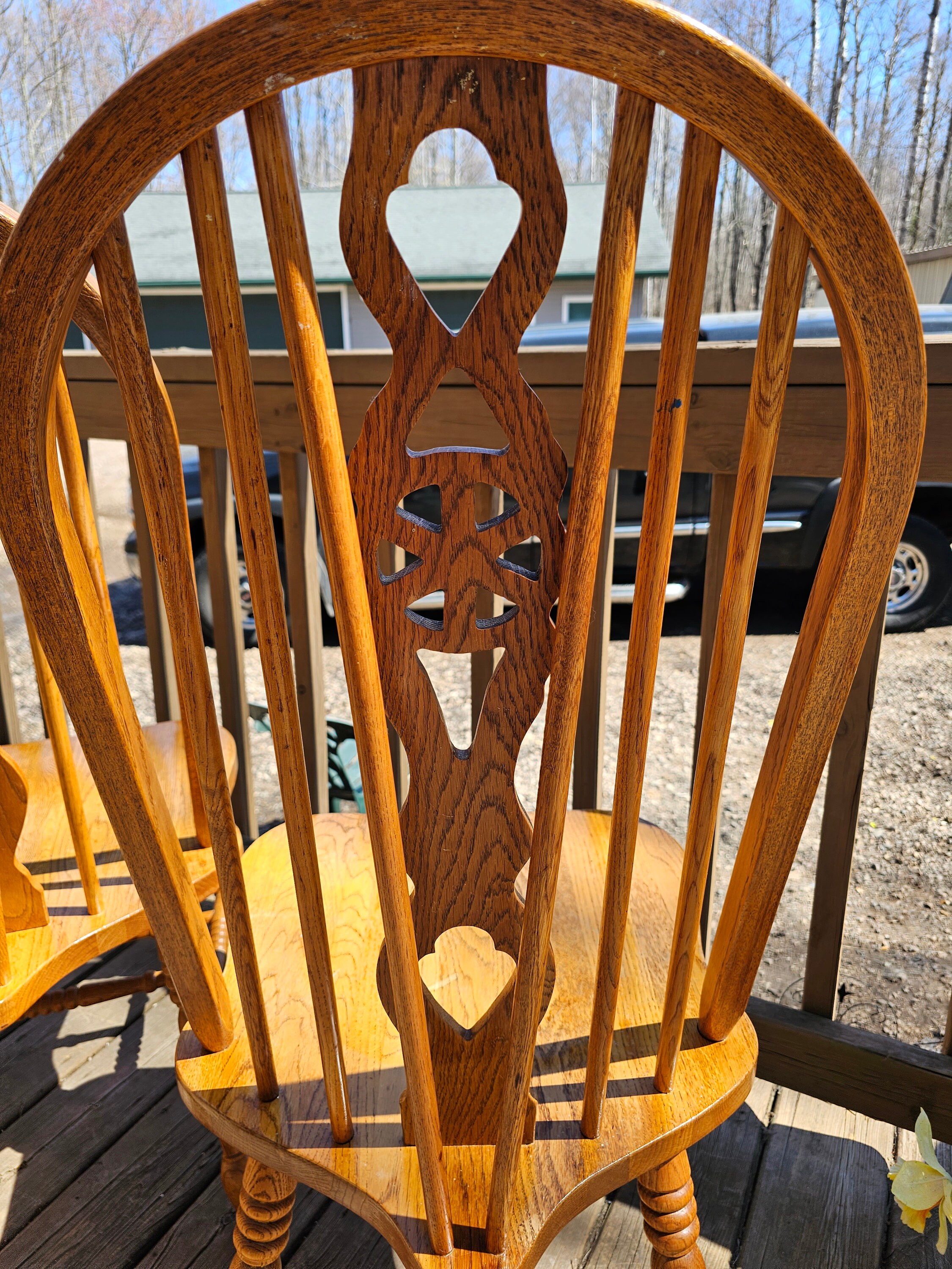 Vintage Windsor Back Chairs Fiddle Wheel Dining Kitchen Seats Oak ...