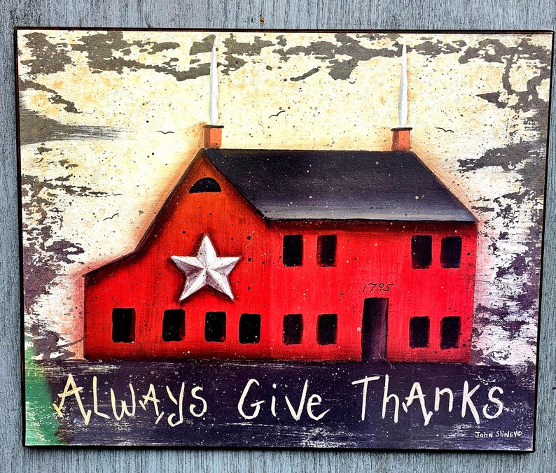 Vintage John Sliney Painting Print: Barn Schoolhouse "always Give ...