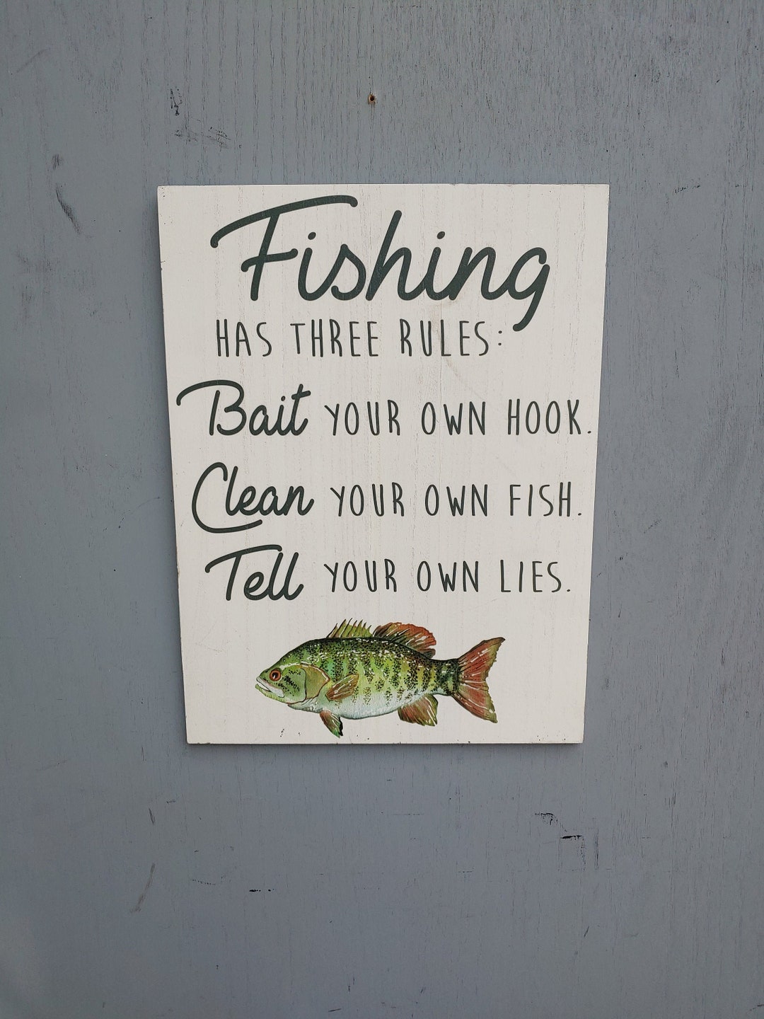 Fishing Rules Sign Lake Ocean River Wildlife Decor Rustic Wall - Etsy