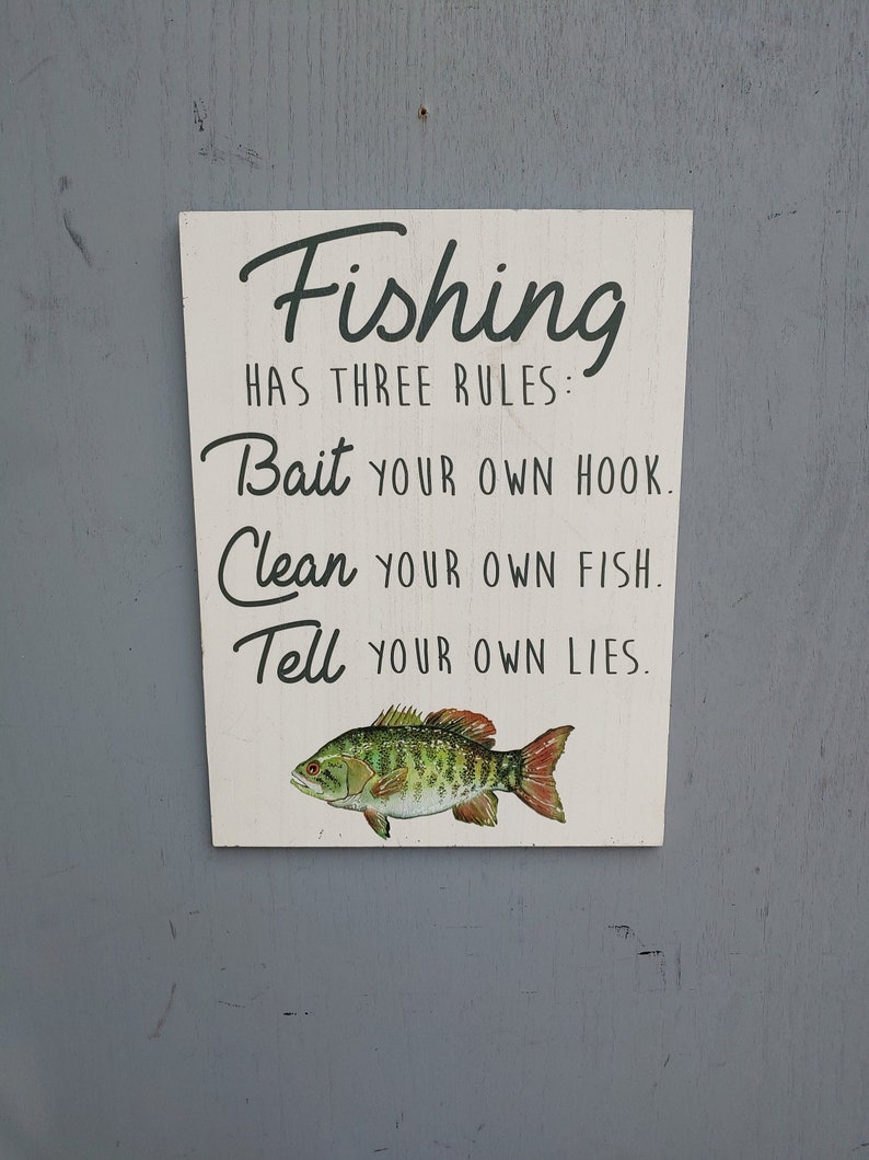 Fishing Rules Sign Lake Ocean River Wildlife Decor Rustic Wall - Etsy