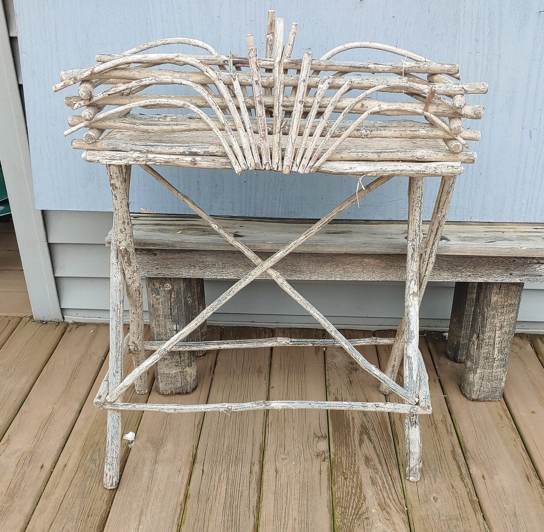 Rustic Wood Fern Stand Willow Bentwood Adironack Planter Plant Stand ...
