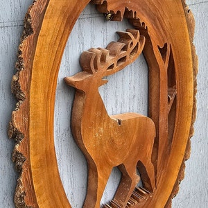 Vintage Live Edge Elk Cutout Design Wall Hanging Cabin Decor Rustic Art ...