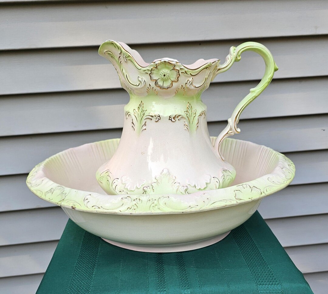 Vintage S. F. & Co England Crown Pitcher Oval Wash Bowl 1880-1913 Simon ...