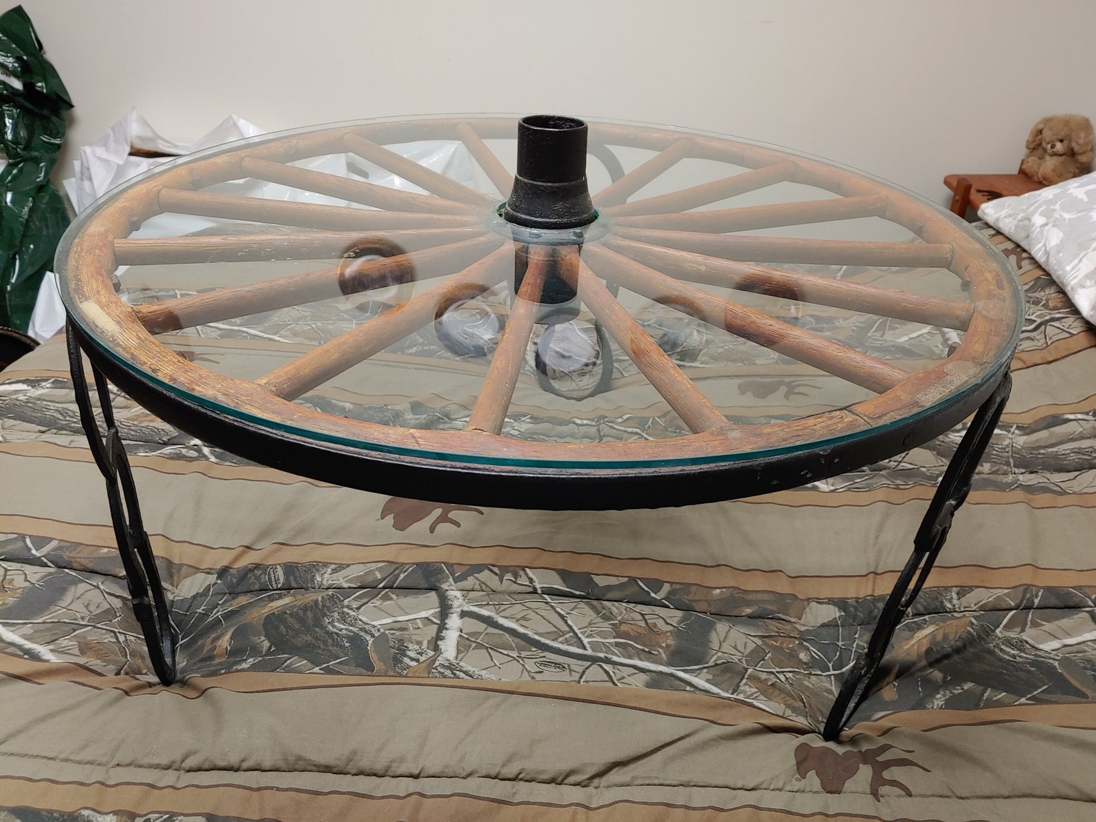 Wagon Wheel Coffee Table Antique 100 Year Old Handmade - Etsy