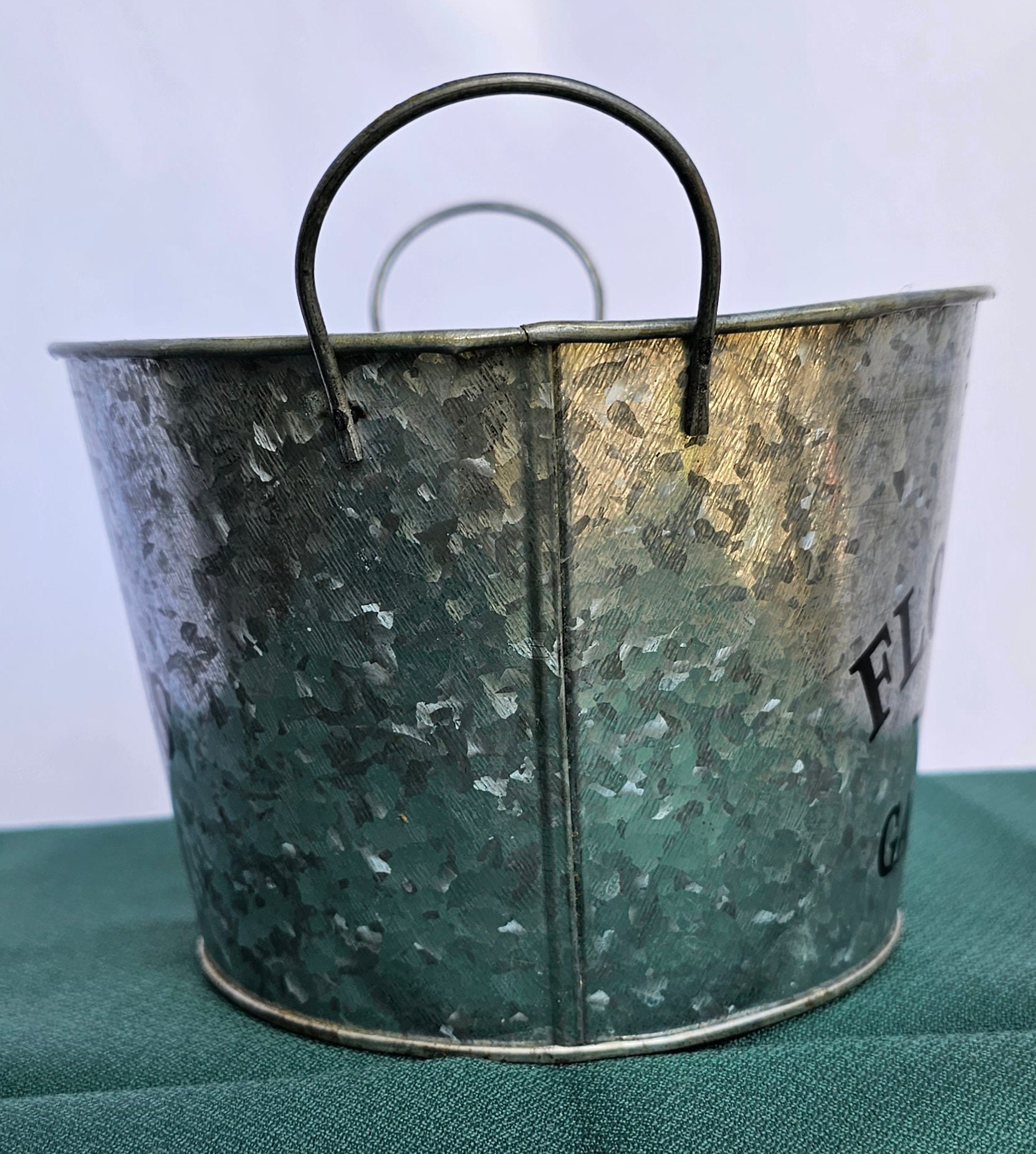 Galvanized Metal Bucket Planter Floral Arrangements Pail Porch Deck ...