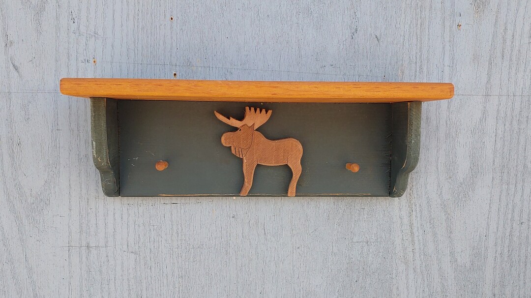 Vintage Wood Moose Shelf Two Peg Hat Coat Hangers Rustic - Etsy