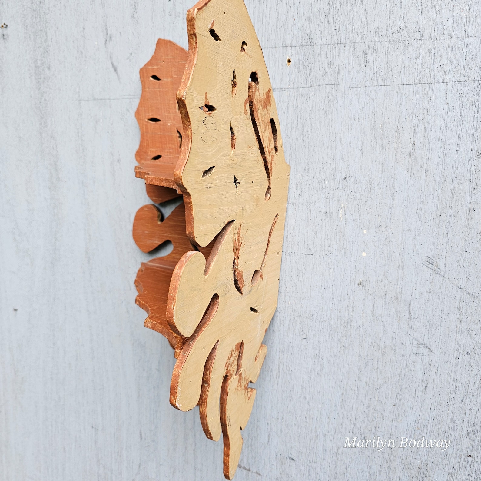 Corner Butterfly Shelf Wall Hanging: Wood Knick-knacks Two Shelves ...
