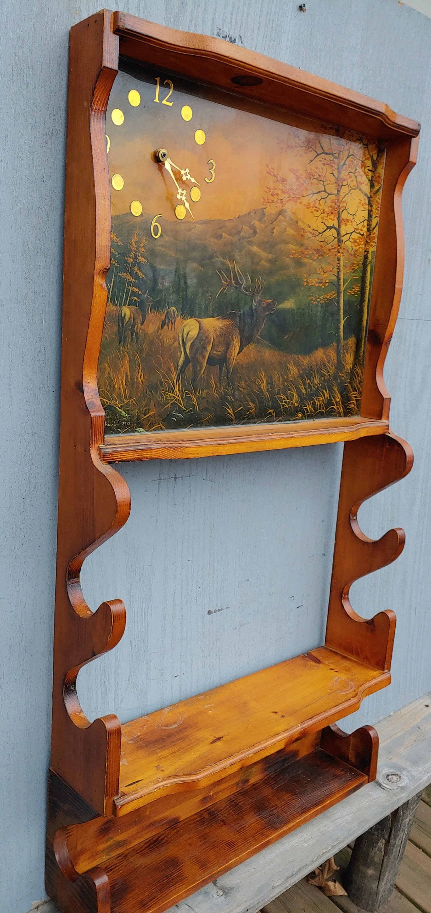 Vintage Gun Rifle Shotgun Rack Wildlife Scene Battery Operated Clock ...