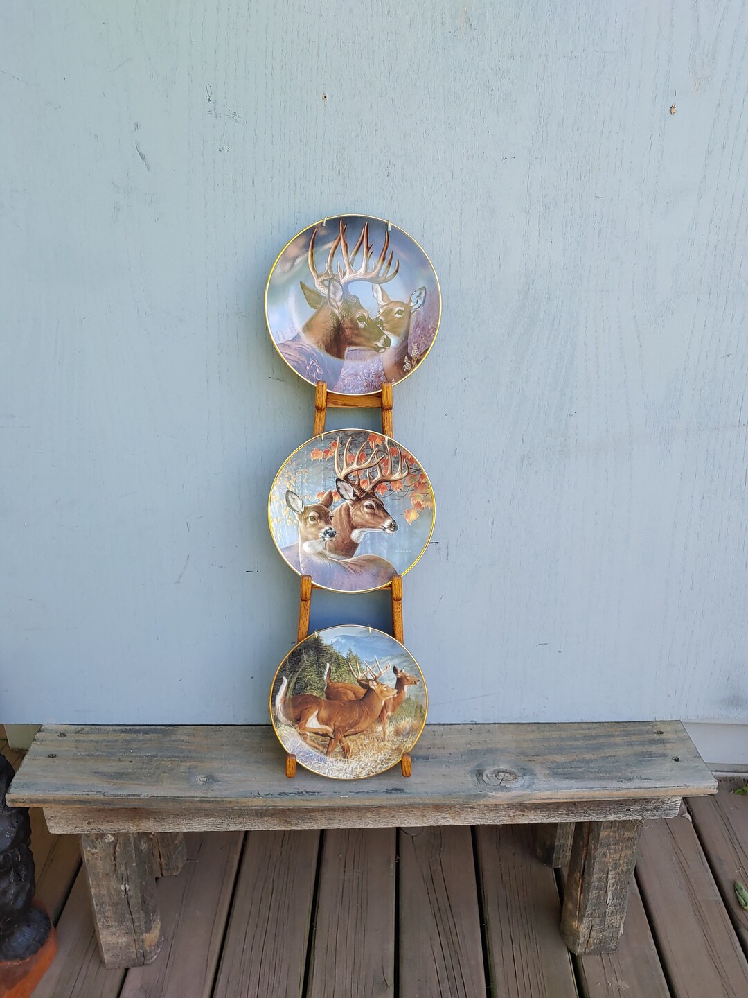 Ceramic Whitetail Deer Plates Limited Edition Collector Rustic Wildlife ...