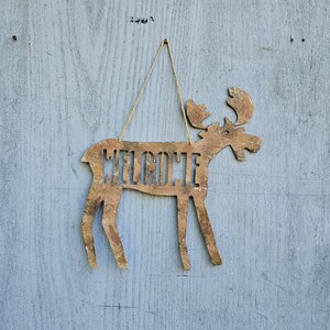 Rusty Vintage Metal Moose Welcome Cutout Letters Sign Outdoor Indoor ...