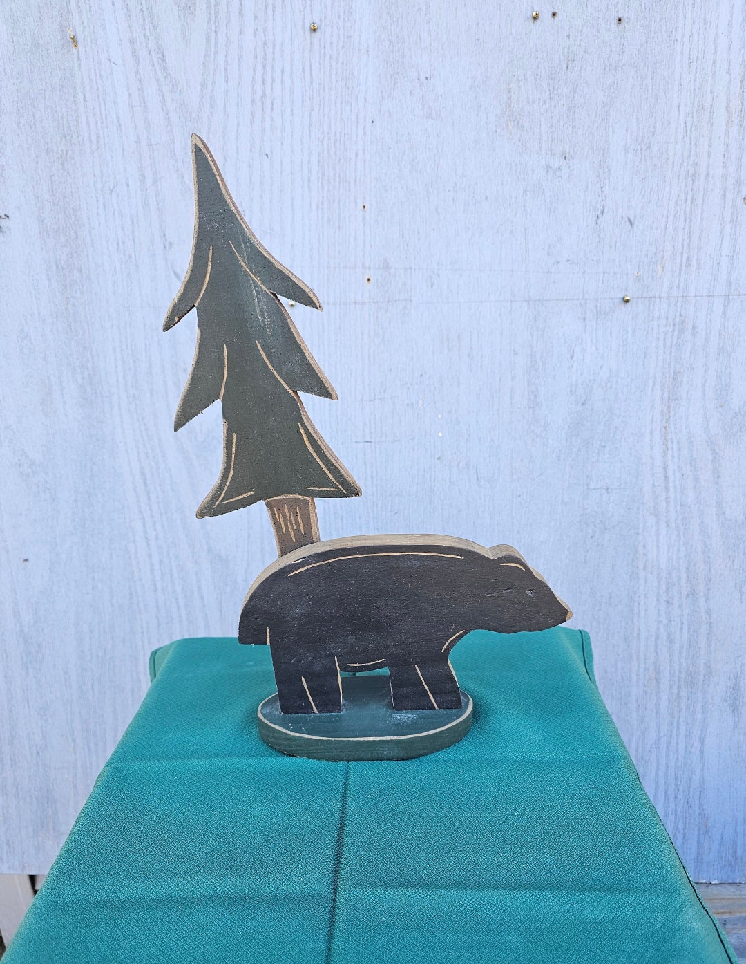 Rustic Bear and Pine Tree Made of Wood Wildlfife Critter - Etsy