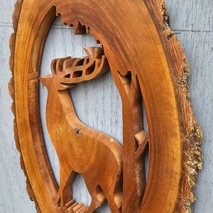 Vintage Live Edge Elk Cutout Design Wall Hanging Cabin Decor Rustic Art ...