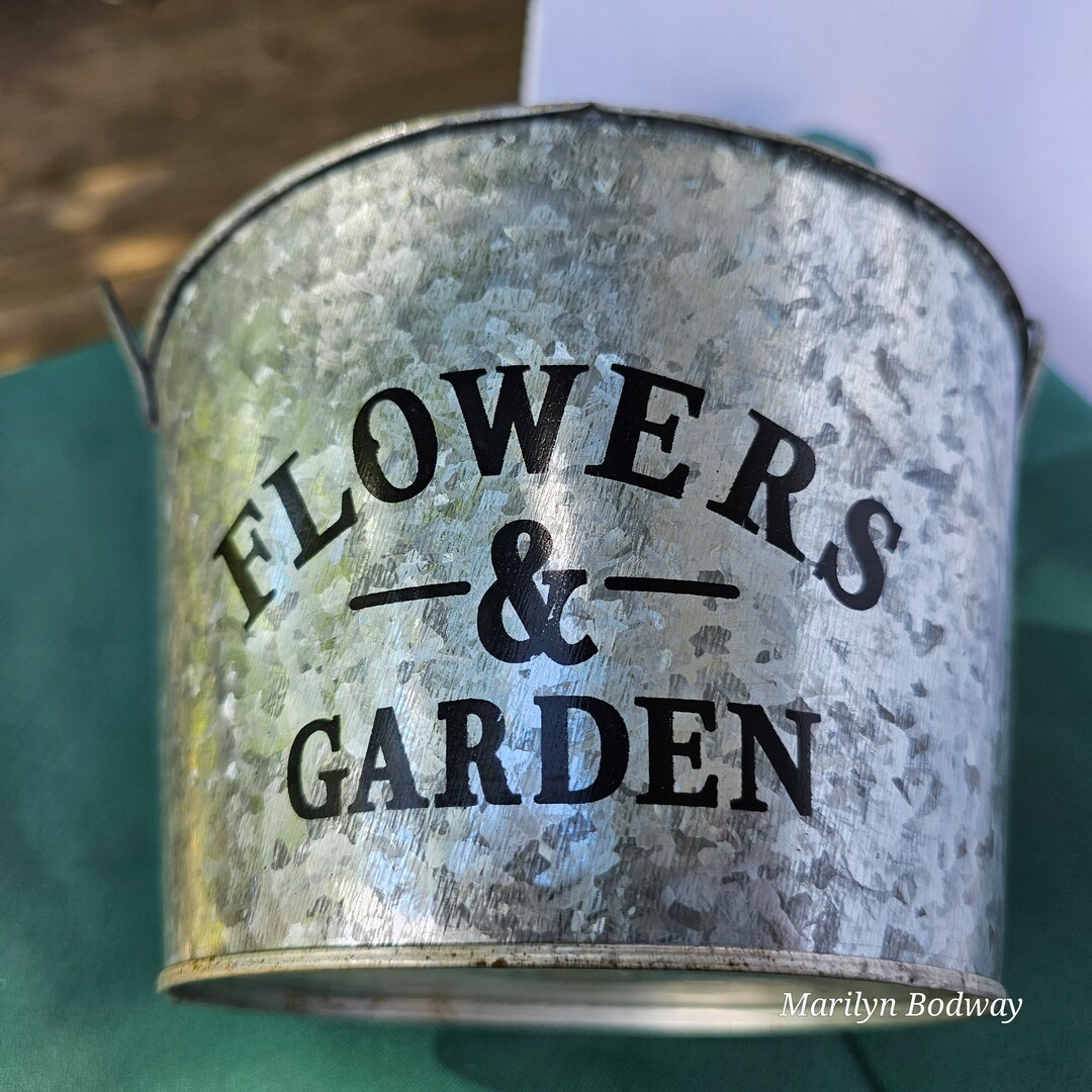 Galvenized Metal Bucket Planter Floral Arrangements Pail Porch - Etsy