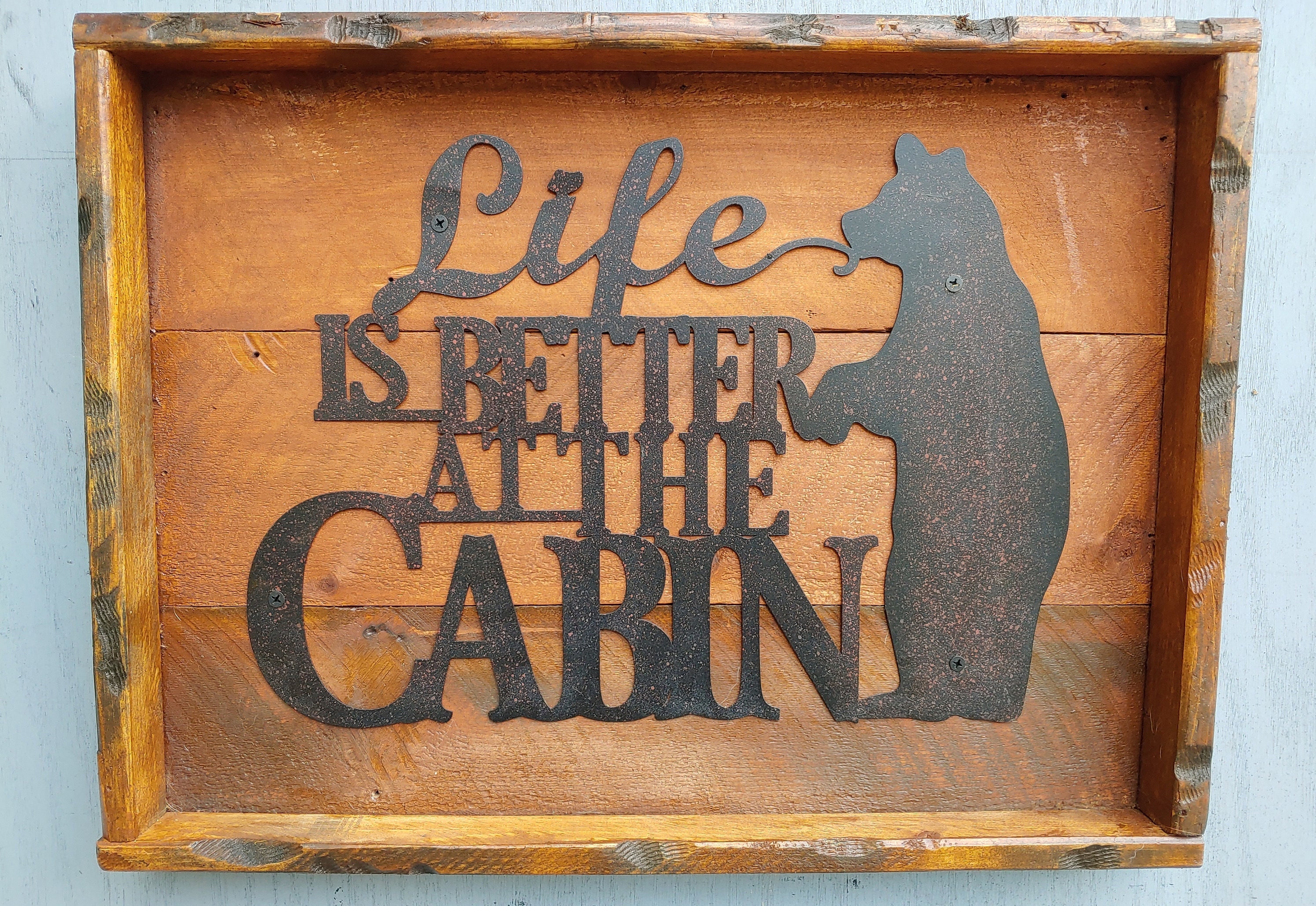 Rustic Wood Cabin Sign life is Better at the Cabin Bear Framed Hunting ...