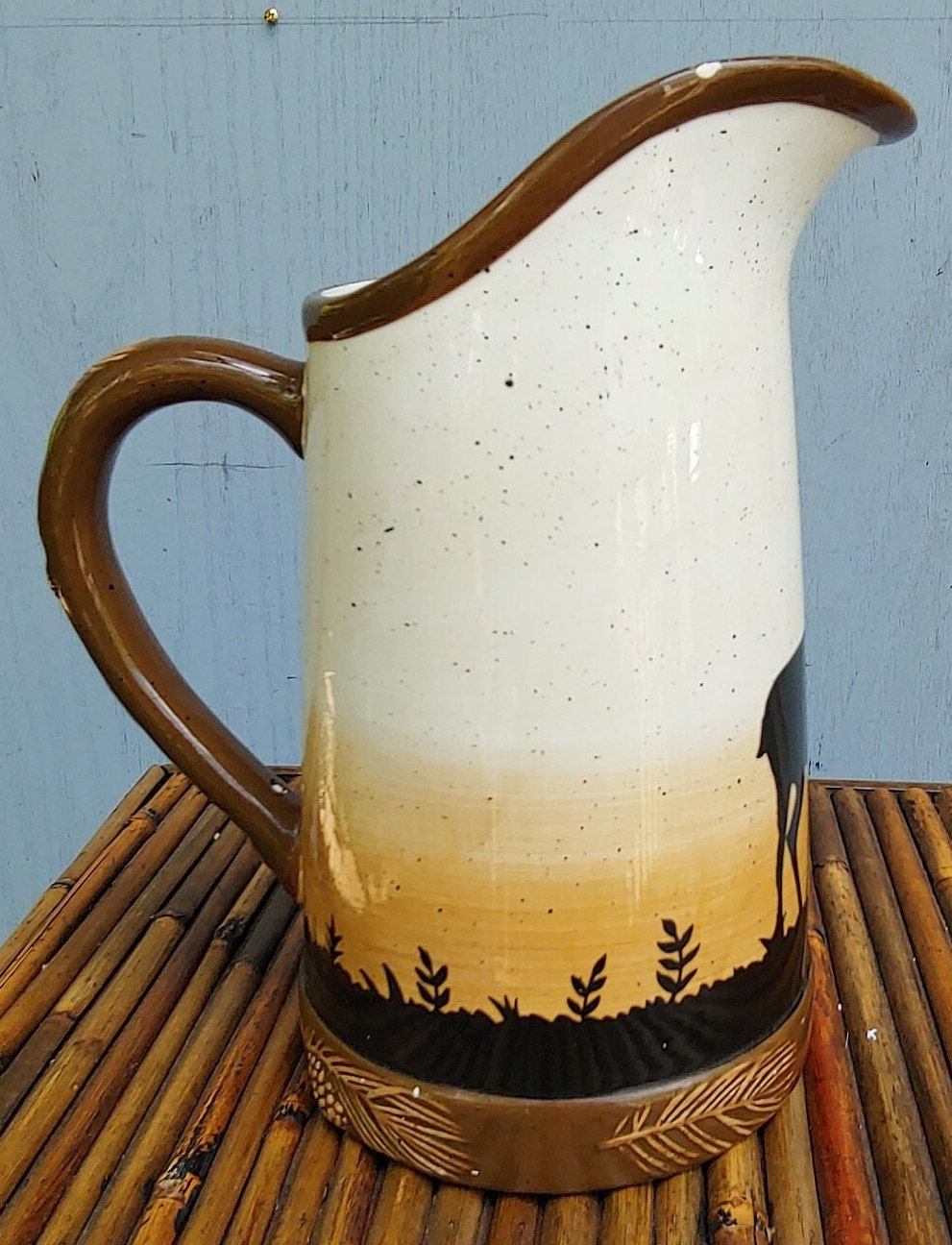 Rustic Ceramic Buck Pitcher Juice Milk Iced Tea Beer Coffee Kitchen ...