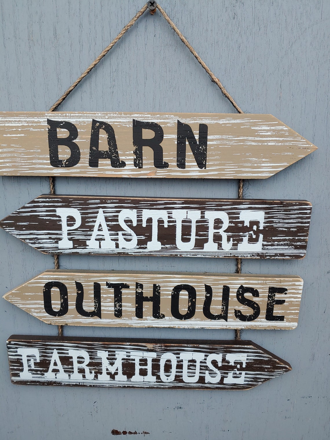 Rustic Farm Wood Sign Arrows Barn Pasture Outhouse Farmhouse Outdoors ...